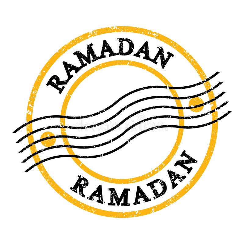 RAMADAN, Text on Yellow-black Grungy Postal Stamp Stock Illustration ...