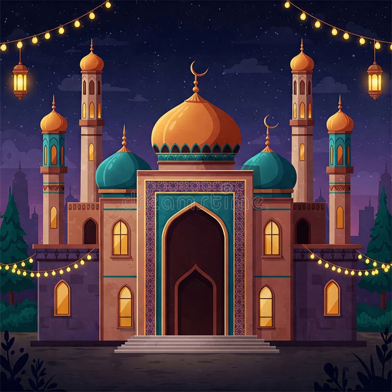 Illustration of the Mosque Ramadan Theme Stock Image - Image of islamic ...