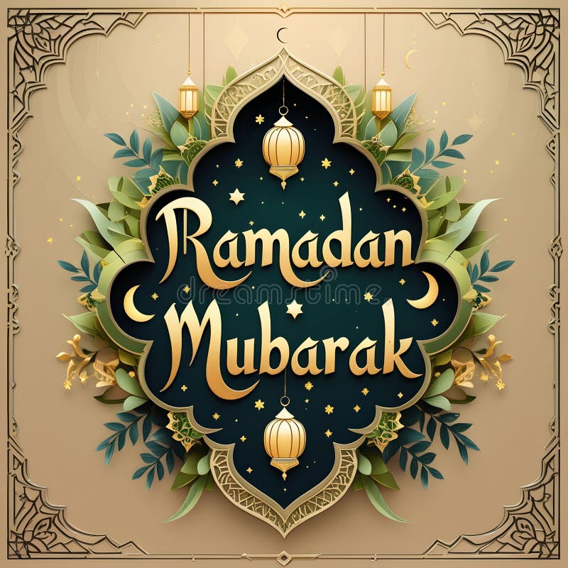 Ramadan Themed Design with the Text Ramadan Mubarak Stock Illustration ...