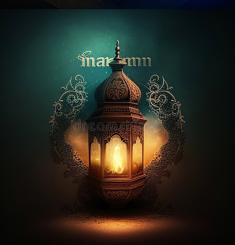 Ramadan Themed Lanterns at Night Stock Illustration - Illustration of ...