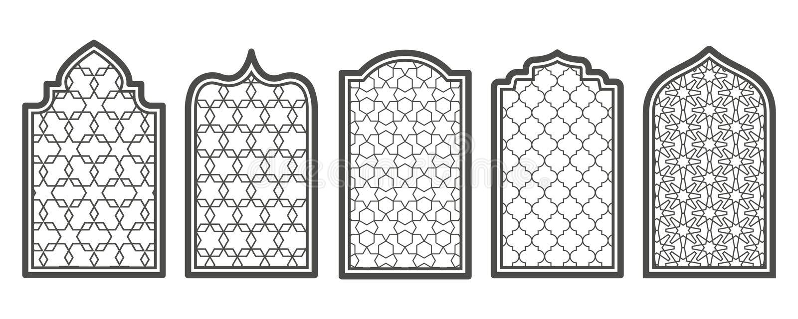 Ramadan Window with Pattern. Arabic Frame of Mosque Door. Islamic Design Template Stock Vector ...