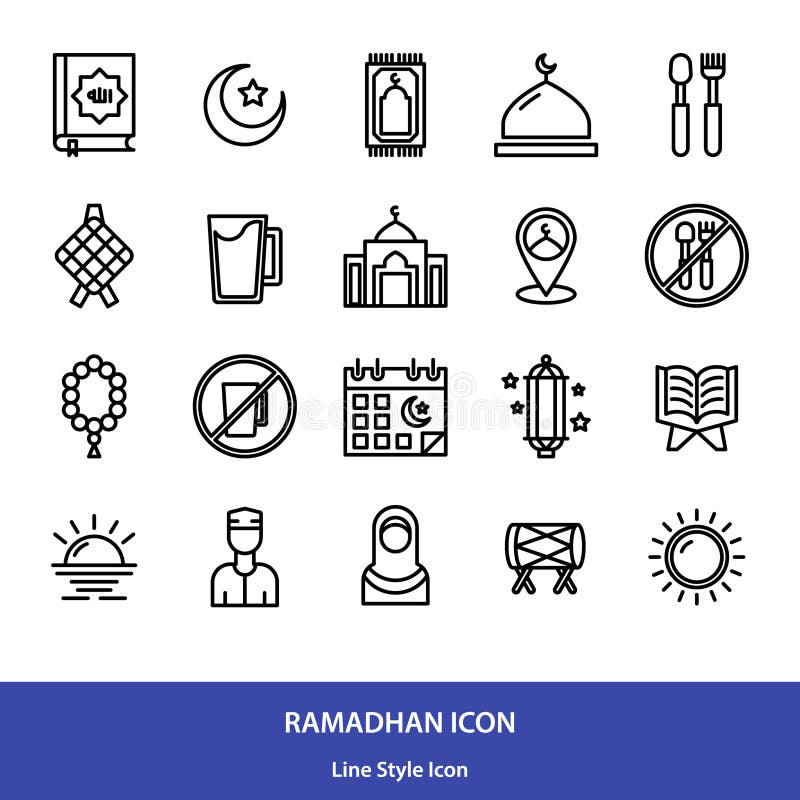 Ramadhan Icon Pack in Outline Style Vector Design Stock Vector ...
