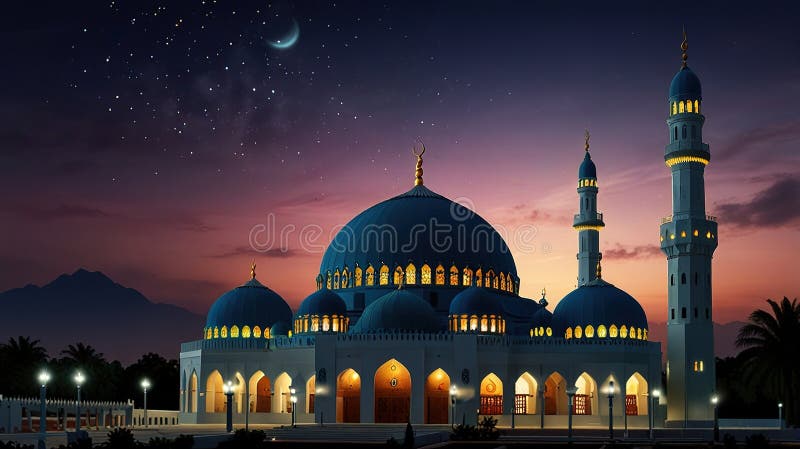 Ramadhan mosque background stock illustration. Illustration of banner ...