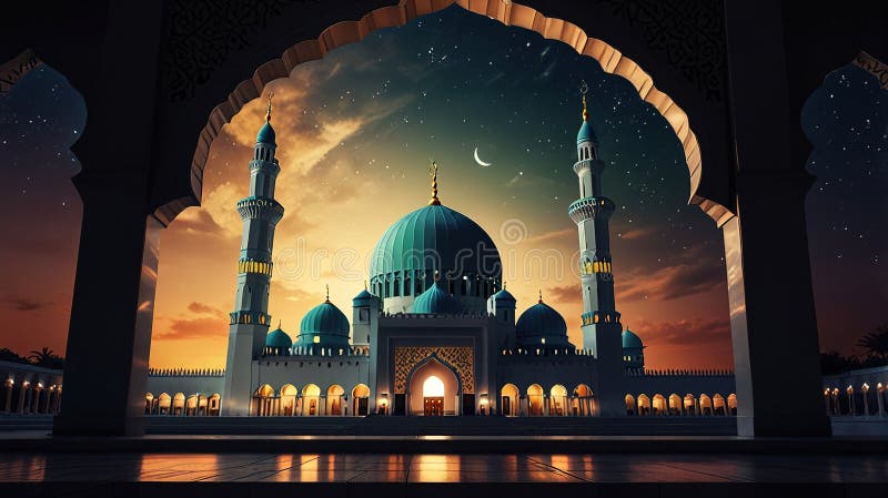 Ramadhan mosque background stock illustration. Illustration of abstract ...