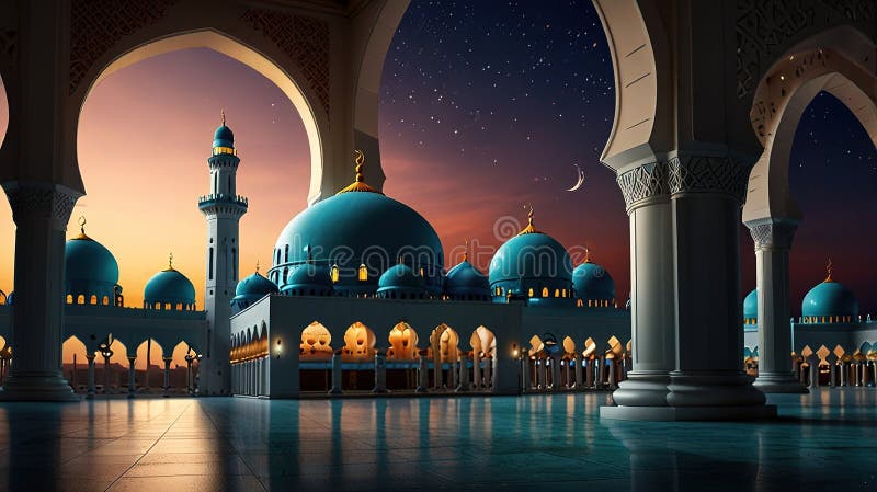 Ramadhan mosque background stock illustration. Illustration of arabic ...