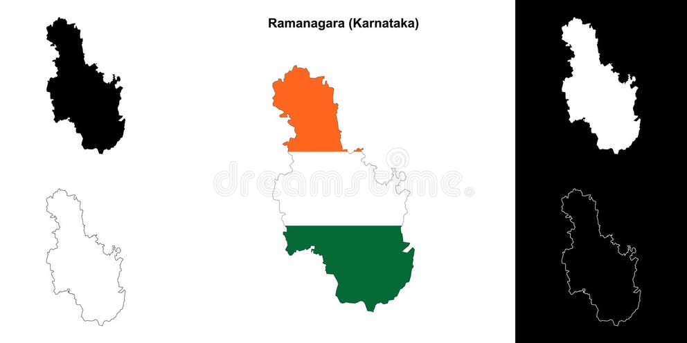 Ramanagara outline map stock vector. Illustration of contour - 368830664