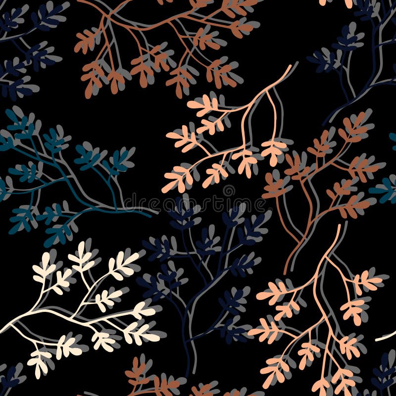 Ramas Con Hojas Coloridas Vectorial Sin Costura Ilustración del Vector ...