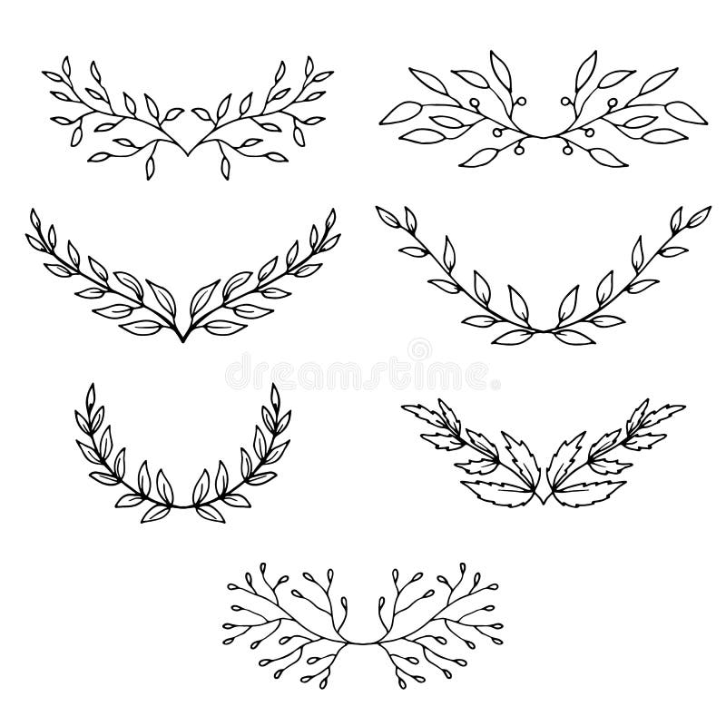 Ramas Dibujadas a Mano, Elementos De Boda Ilustración del Vector ...