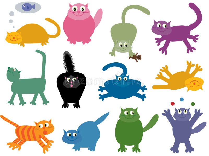 Chats de dessin animé illustration de vecteur. Illustration du ...