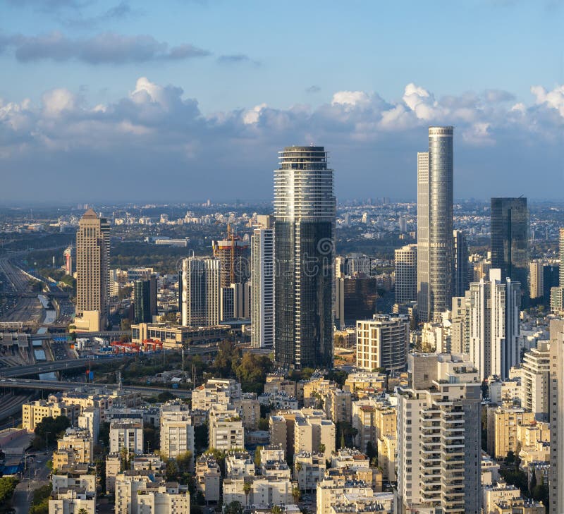 Ramat Gan and Tel Aviv Skyline, New Skyscraper in Ramat Gan Stock Photo ...