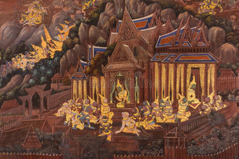 Ramayana on the wall stock image. Image of angel, interior - 29529733