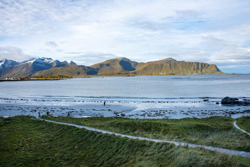 Ramberg Beach stock image. Image of town, travel, snow - 369273473