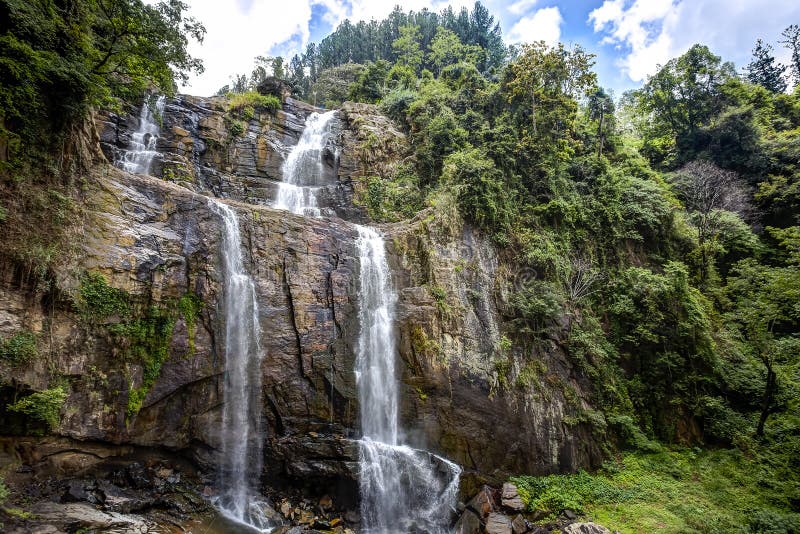 Ramboda falls, Sri Lanka stock image. Image of hike - 114458931