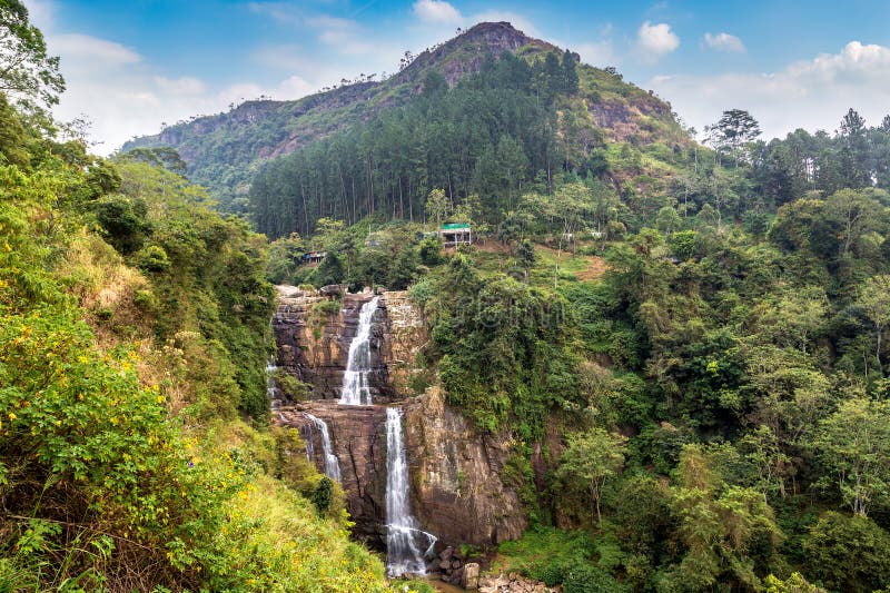 Ramboda Waterfall in Sri Lanka Stock Image - Image of summer, field ...