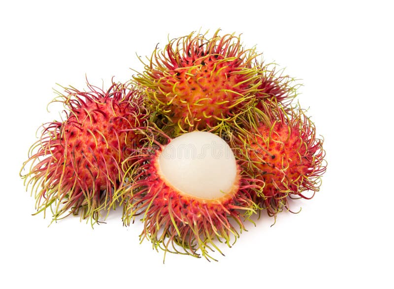 213 Rambutan Fruit Red Shell White Background Stock Photos - Free ...