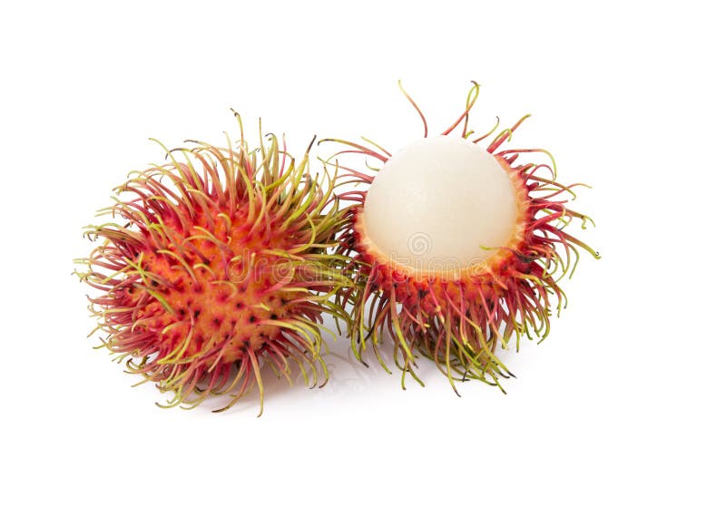 213 Rambutan Fruit Red Shell White Background Stock Photos - Free ...