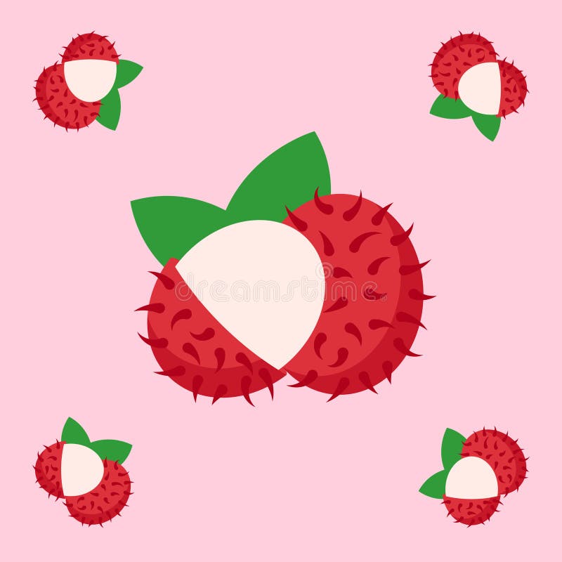Rambutan Fruit Seamless for Pattern Fabric, Simple Rambutan Fruit Cute ...