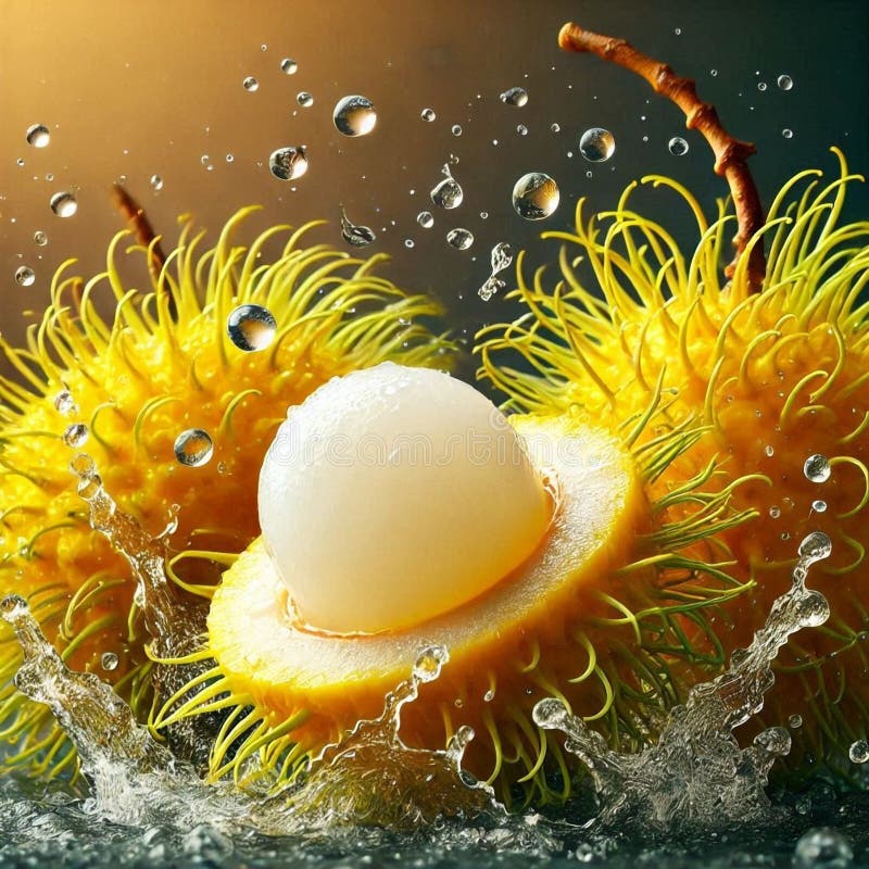 Rambutan Fruit Split in Two with Skin Reveal the Shiny Flesh with ...