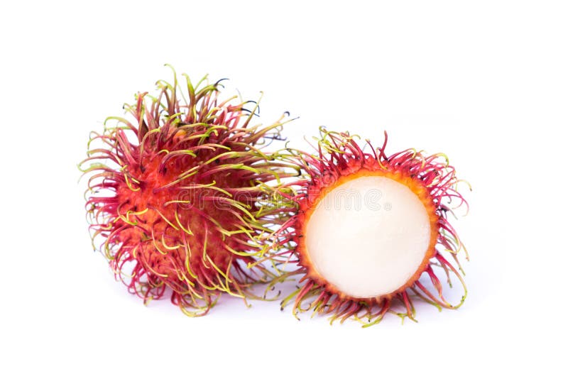 Rambutan and One Peel Off Rind on White Background Stock Photo - Image ...