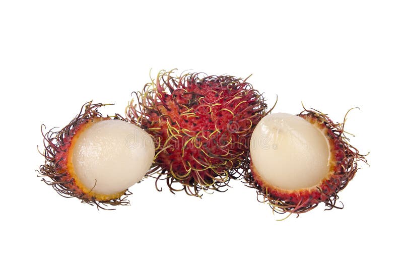 Rambutan with an Opened One, Isolated Stock Photo - Image of produce ...