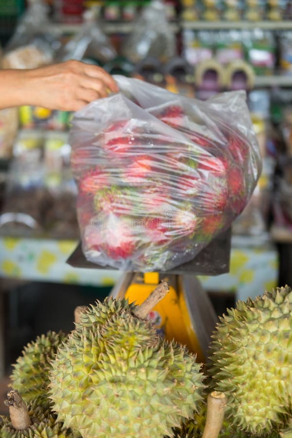 Rambutan in Plastic Bag on Sales Stock Image - Image of fruit, plenty ...