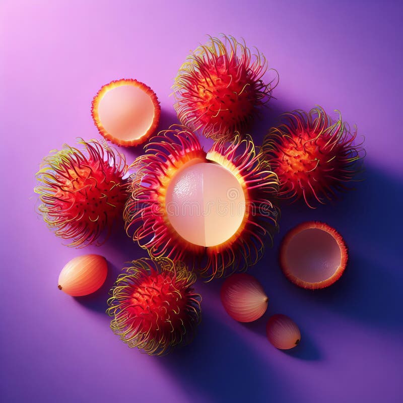 Rambutan Skins and Flesh â€ Red Shells Alongside Translucent F Stock ...