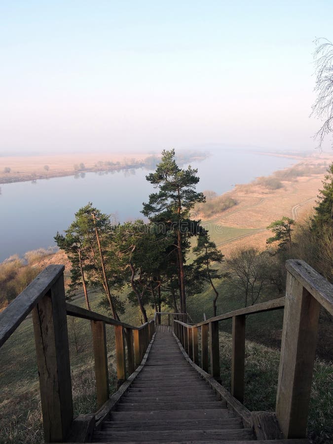 View from Rambynas Hill in River Nemunas, Lithuania Stock Image - Image ...