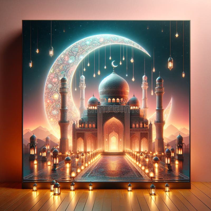 Ramdan night moon stock illustration. Illustration of night - 309325935