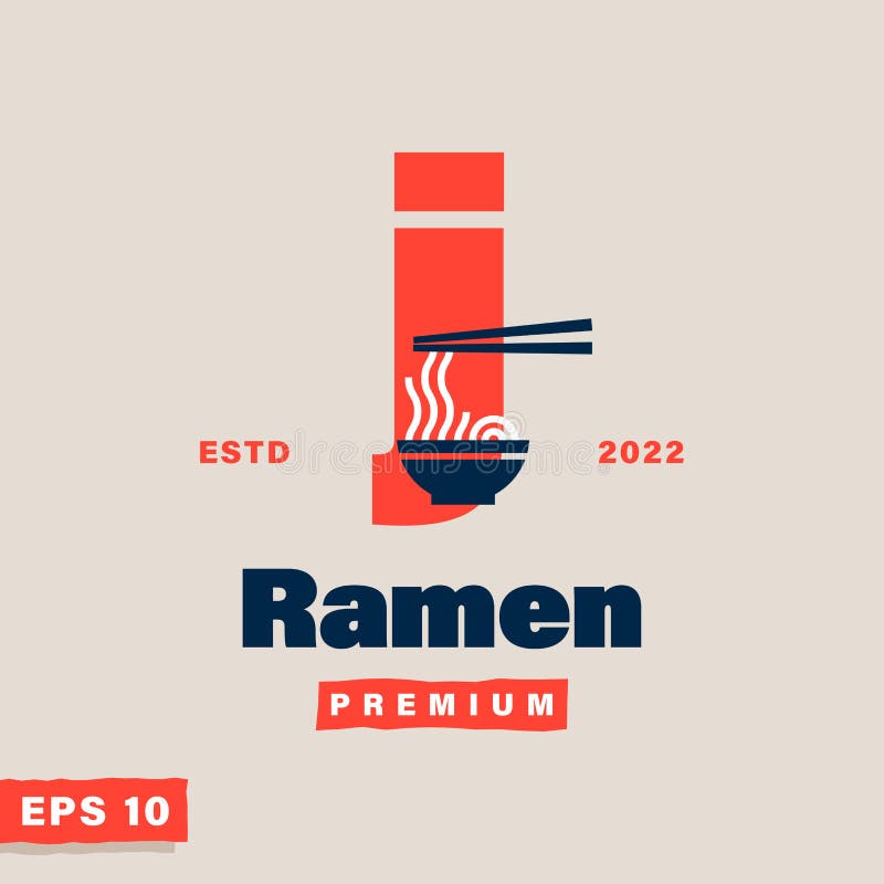 Ramen Alphabet Logo J stock illustration. Illustration of diner - 255960542