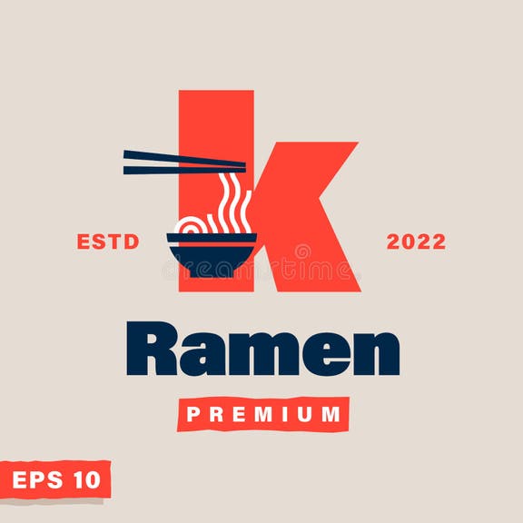 Ramen Alphabet Logo K stock illustration. Illustration of design ...