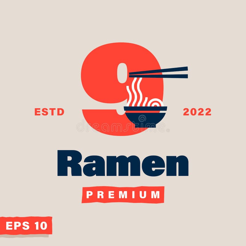 Number Nine Ramen Logo stock illustration. Illustration of diner ...