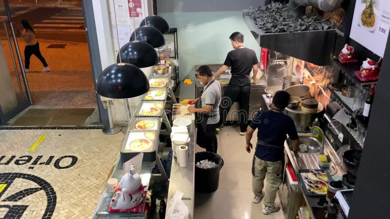 Ramen Chefs in an Asian Cafe Cooking and Preparing Dishes Stock Video ...