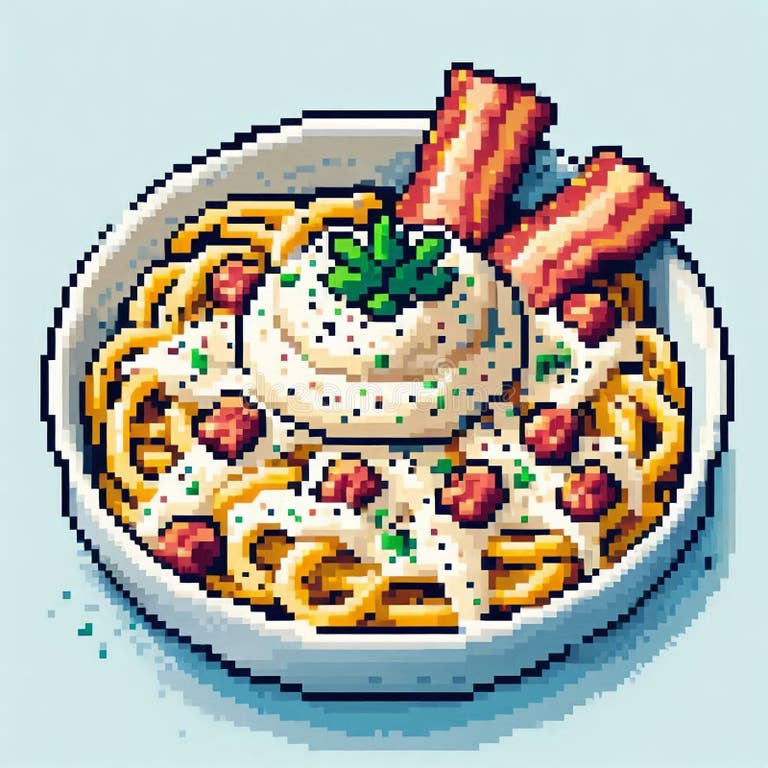 Ramen with Cream Cheese,pixel Art Stock Illustration - Illustration of ...