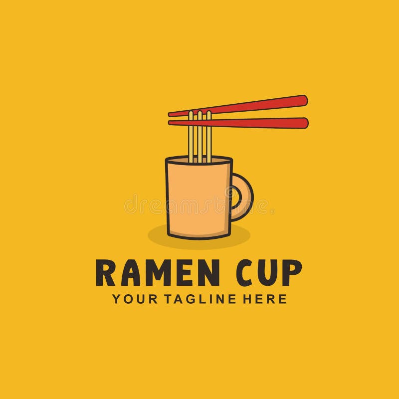 Ramen Cup with Flat Style Logo Illustration Stock Vector - Illustration ...