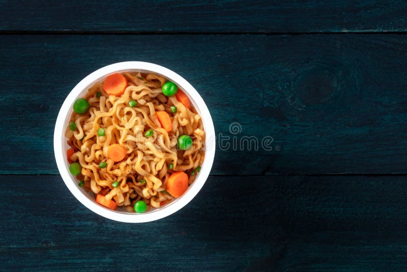 Ramen Cup. Instant Noodles in a Plastic Cup, Shot from the Top Stock ...