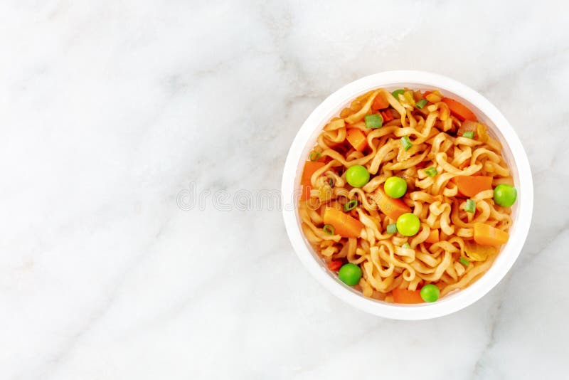 Ramen Cup, Instant Soba Noodles in a Plastic Cup with Vegetables Stock ...