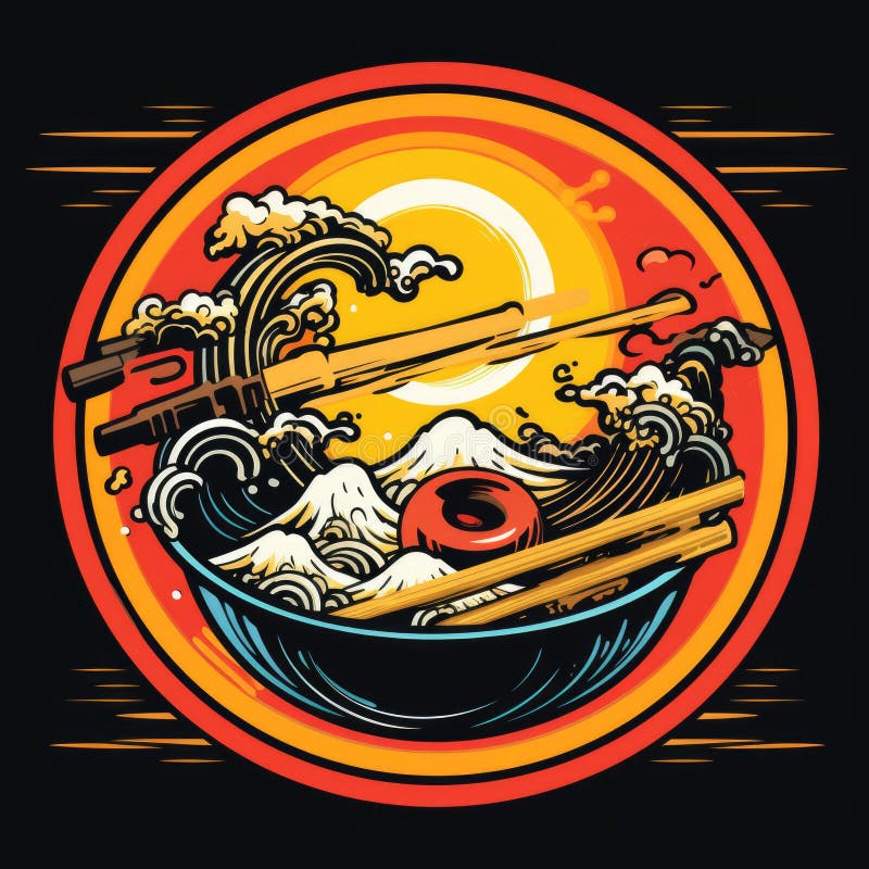 Ramen Icon Emblem, Ramen Art Stock Illustration - Illustration of ...