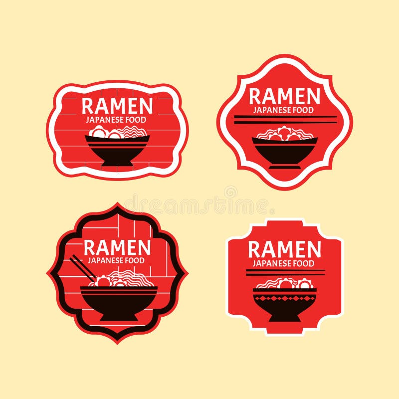 Set of Japanese Noodles or Ramen Logo, Badges, Banners, Labels Stock ...