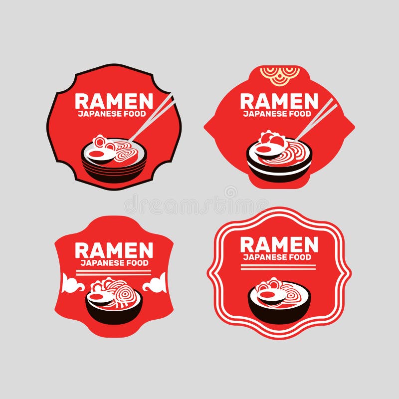 Set of Japanese Noodles or Ramen Logo, Badges, Banners, Labels Stock ...