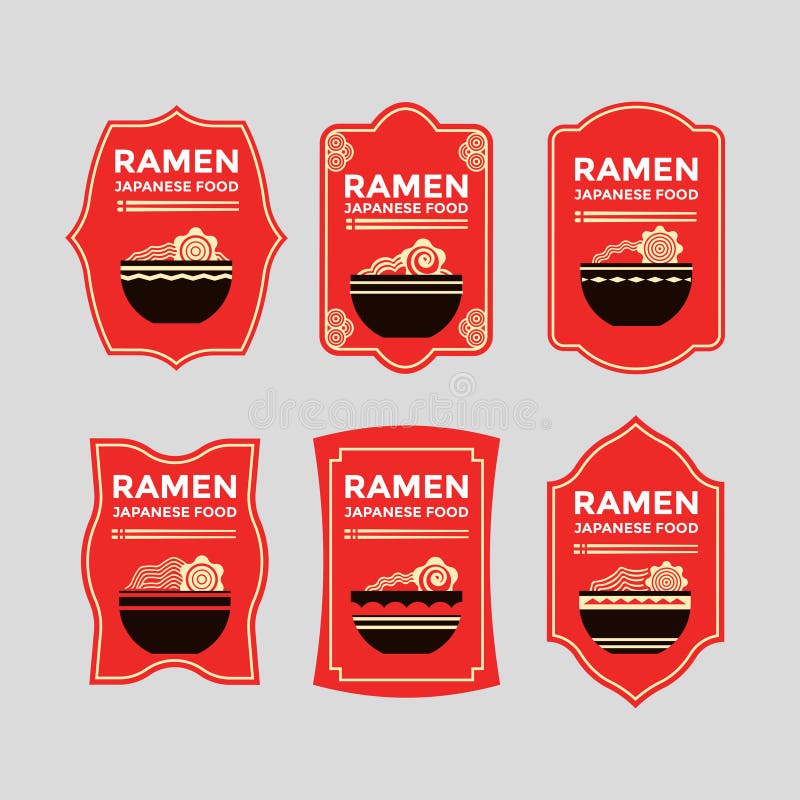 Set of Japanese Noodles or Ramen Logo, Badges, Banners, Labels Stock ...