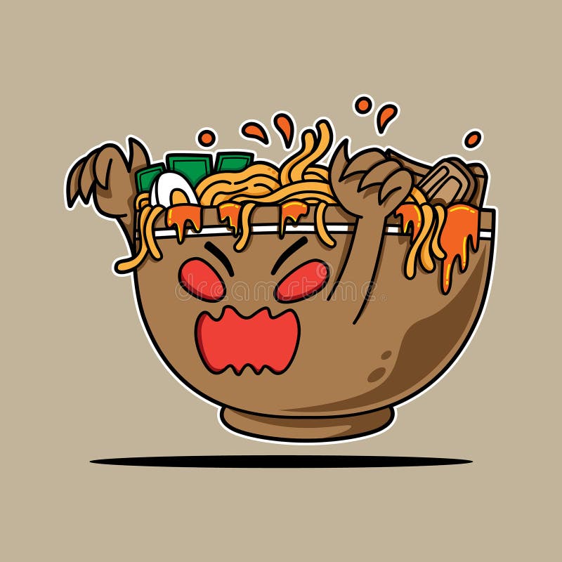 Ramen Bowl Monster Character for the Scary Event Vector Illustration ...