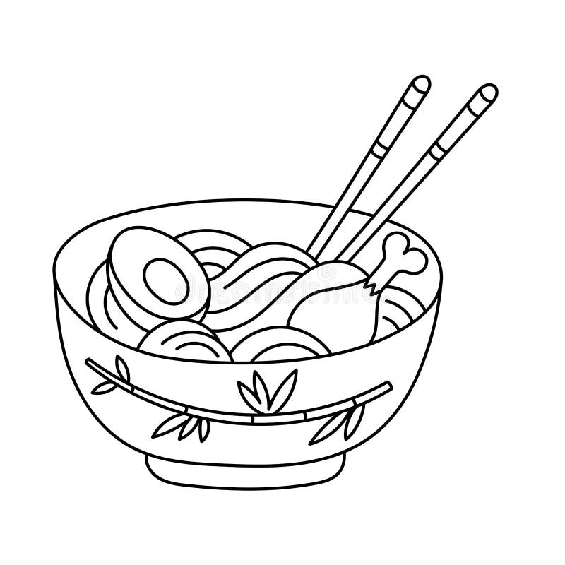 Ramen Noodle Soup. Asian Cuisine. Editable Outline Stroke. Vector Line ...