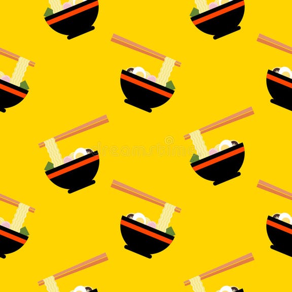Ramen Seamless Pattern Vector Illustration Stock Vector - Illustration ...