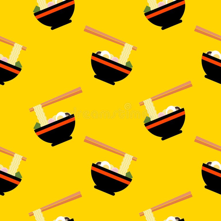 Ramen Seamless Pattern Vector Illustration Stock Vector - Illustration ...