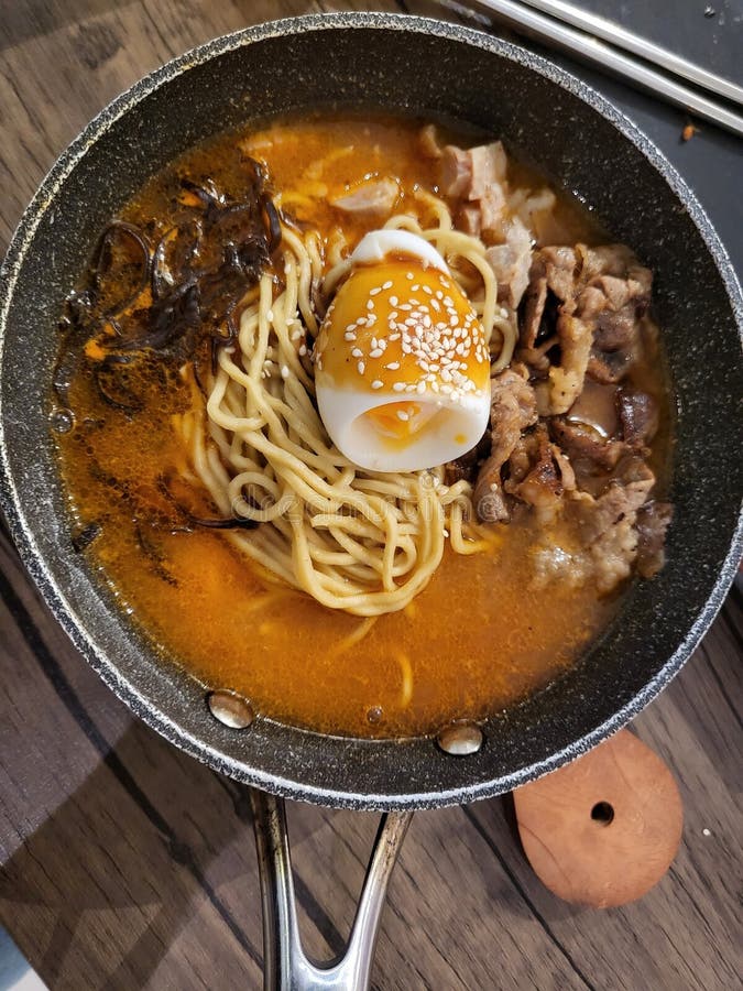 Ramen Spicy Korean Food Beef Egg Stock Photo - Image of beef, noodle ...
