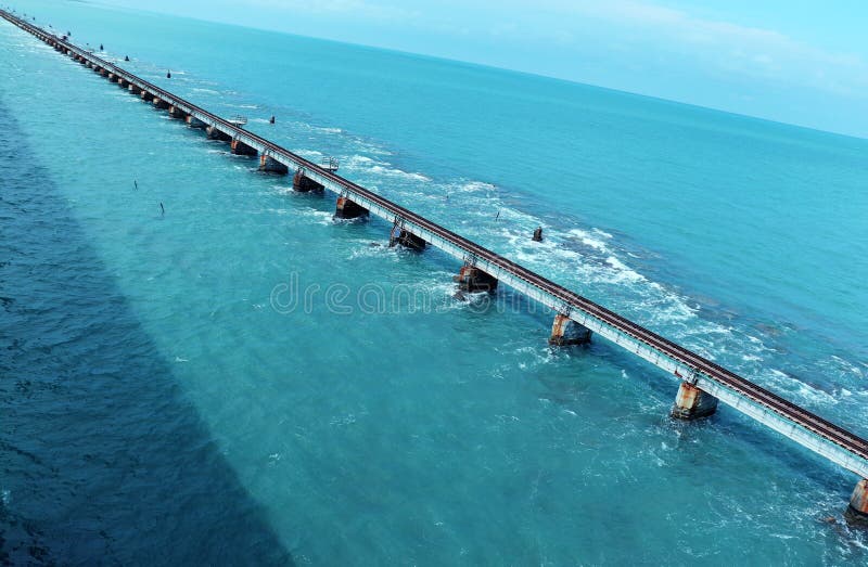 Rameshwaram Bridge In South India Stock Image - Image of bridge ...