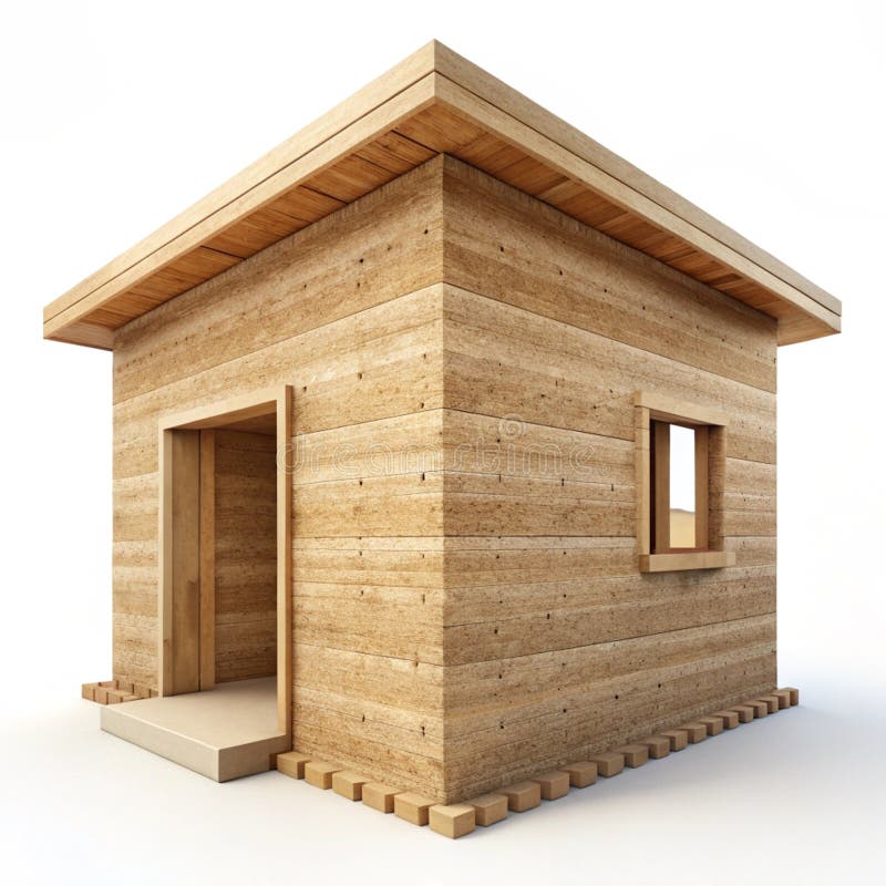 Rammed Earth House Isolated on White Background Stock Illustration ...