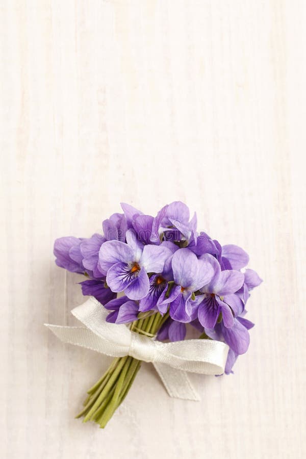 Ramo De Flores Violetas (Viola Odorata) En La Madera Imagen de archivo ...