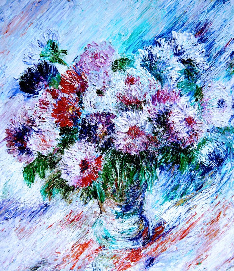 Ramo De Los Asteres De La Lila En La Tabla Stock de ilustración ...