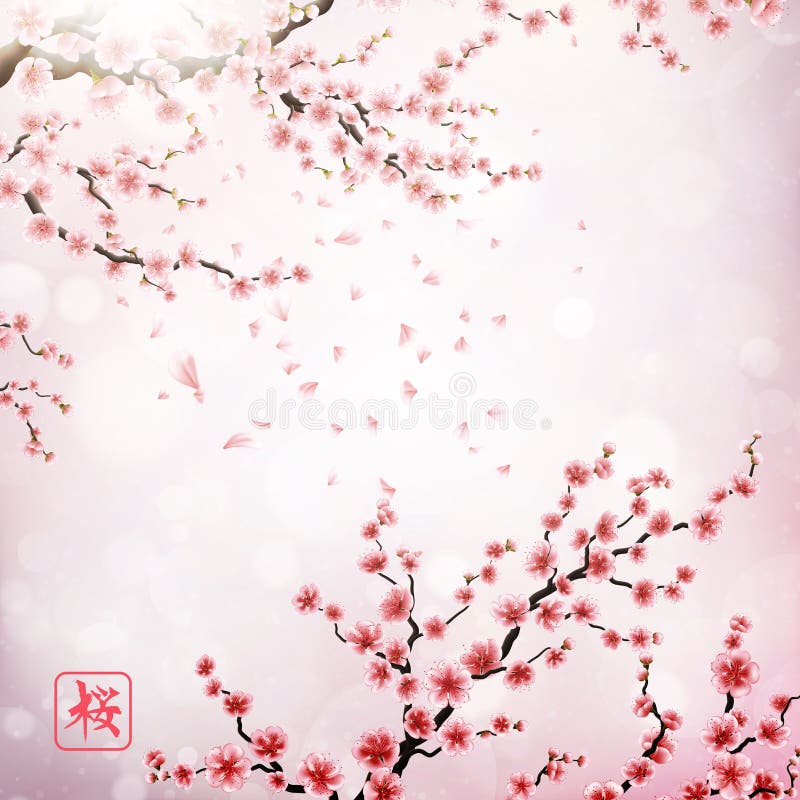 Ramo Realístico Da Cereja De Japão Eps 10 Ilustração do Vetor ...